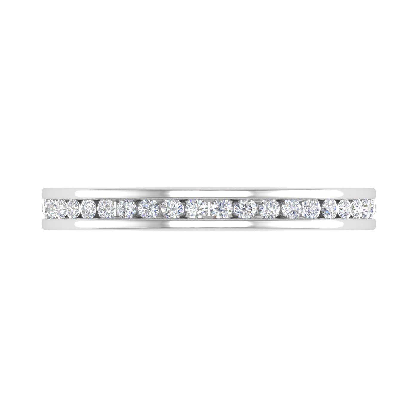 FINEROCK 1/3 Carat Channel Set Diamond Gold Wedding Band Ring in 14k White Gold (Ring Size 5.75) (I1-I2 Clarity)