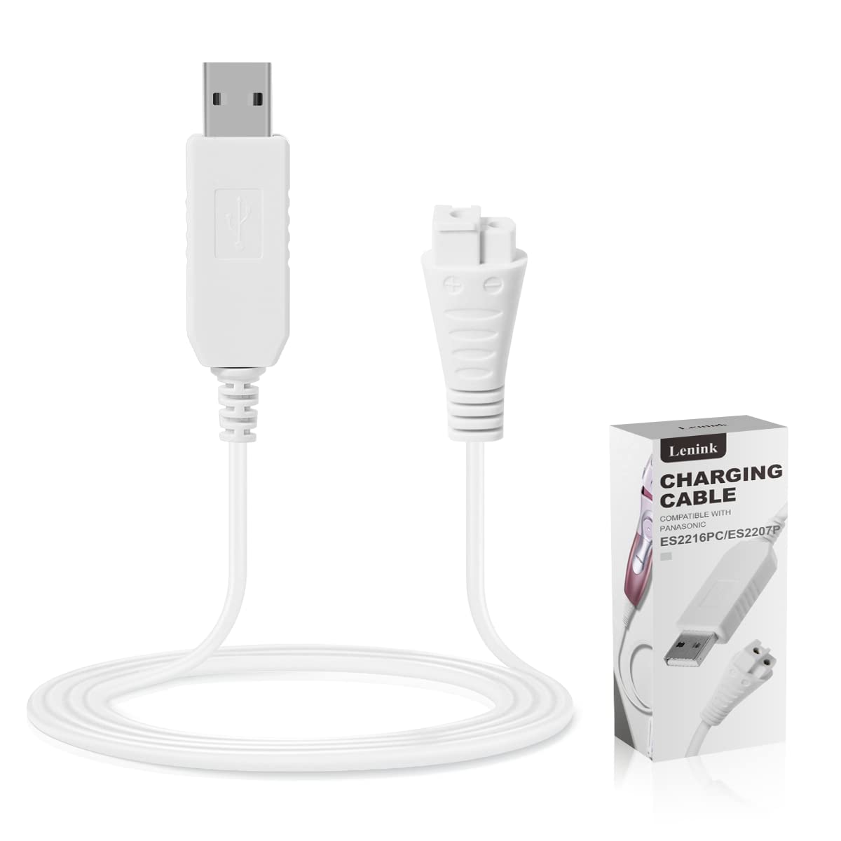 Lenink Charger Compatible with Panasonic ES2216PC/ES2207P, USB Charging Cable Cord Replacement for Electric Shaver (1m/3.2ft, White)