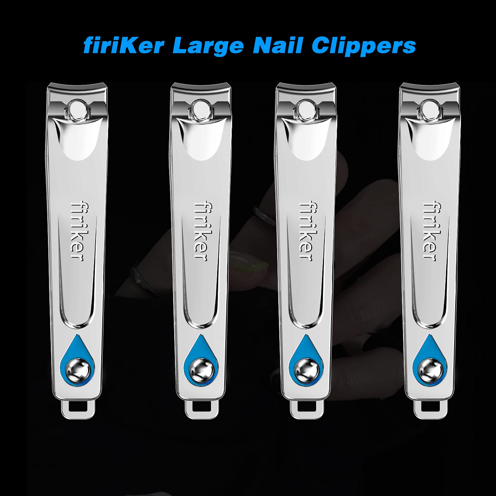 firiKer 4PCS Nail Clipper Set, Sharpest Fingernail & Toenail Nail Cutting Clippers, Quality Stainless Steel Portable Nail Cutter Set with Nail File, Personal Pedicure Kit for Women Man