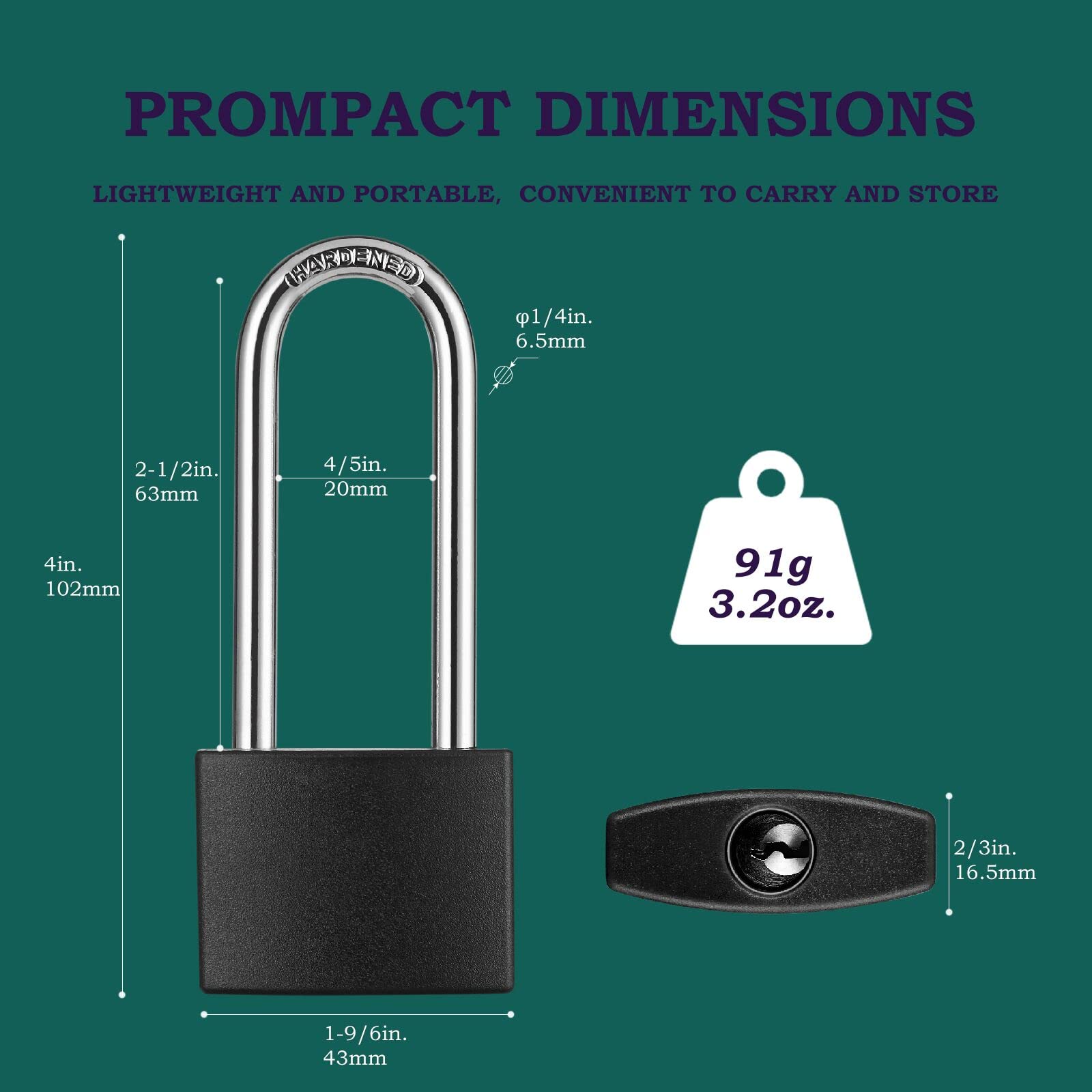 Guliffen Aluminum Padlock with Key, 2-1/2 Inch Long Shackle Pad Lock with 2 Keys, Lock and Key for Outdoor Fence, Sheds, Storage Unit, Gate, Toolbox,Trailer,Garages,2 Pack