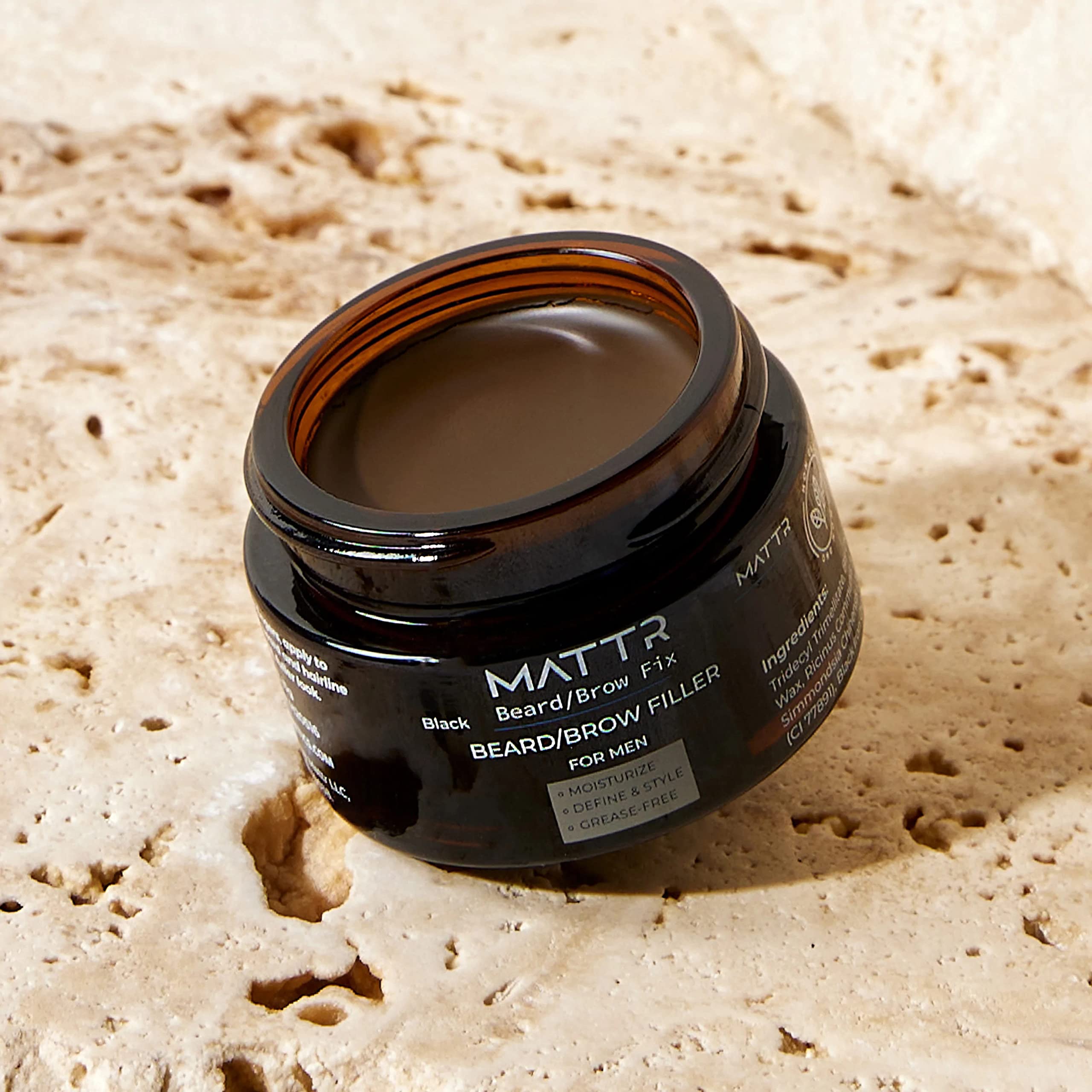 MATTR Beard/Brow Fix - Cosmetic Solutions for Men - Hair Filler and Growth Promoting Dye for Patchy Beards, Grey Hair Coverage, Hairlines & Eyebrows - Vegan Makeup - Travel-Size Jar - 15g (Blonde)