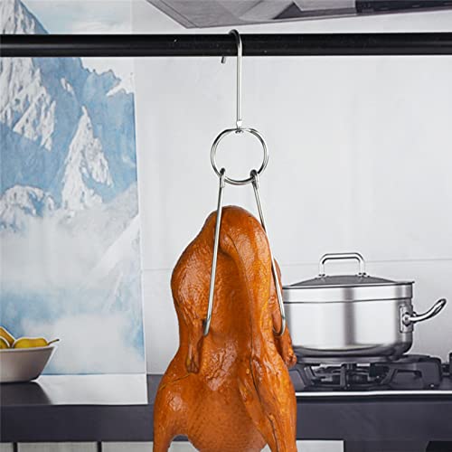 NUOMI 4 Pcs Stainless Steel Meat Hooks with Double Hook Poultry Roast Duck Bacon Hanging Hook Grill Hanger for Drying, Cooking, BBQ, L-13.2 β, Cooking Utensils, Namely, Grills
