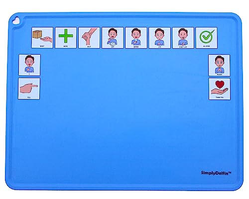 Help for Nonverbal or Speech Delayed Toddlers and Children | Silicone Placemat with Picture Symbols | Communication Board | AAC Pictures | BPA Free, Easy to Clean, Nonslip, Raised Edges