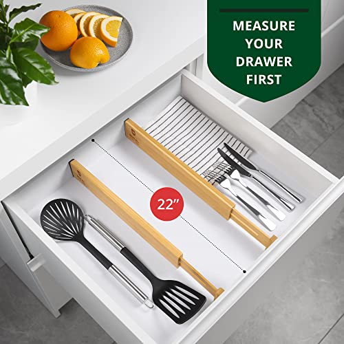 ROYAL CRAFT WOOD Adjustable Bamboo Drawer Dividers Organizers and Storage Box Set of 3