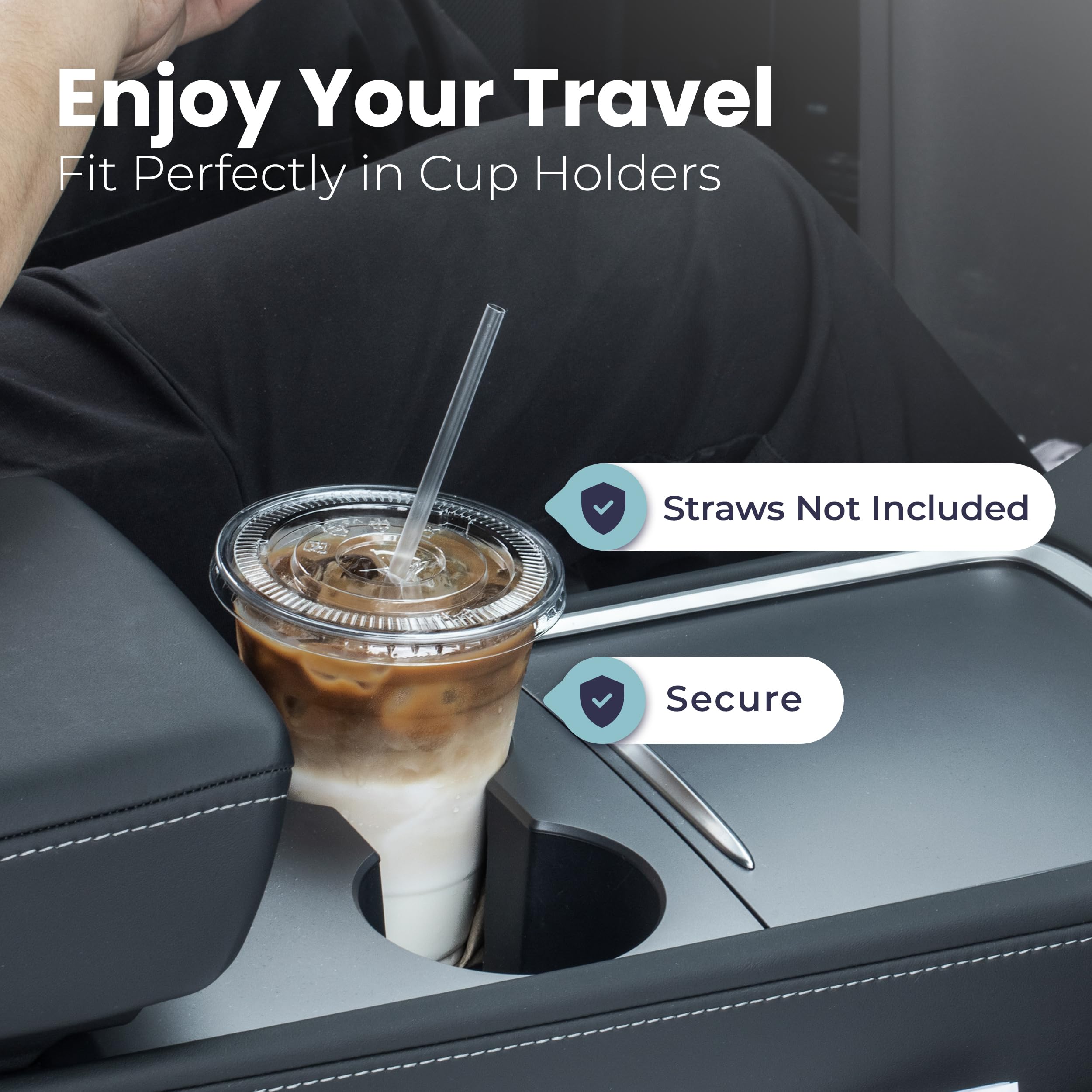 Fit Meal Prep 50 Pack 32 oz Clear Plastic Cups with Flat Lids, Disposable Iced Coffee Cups, BPA Free Premium Crystal Smoothie Cup for Party, Lemonade Stand, Cold Drinks, Juice, Milkshake