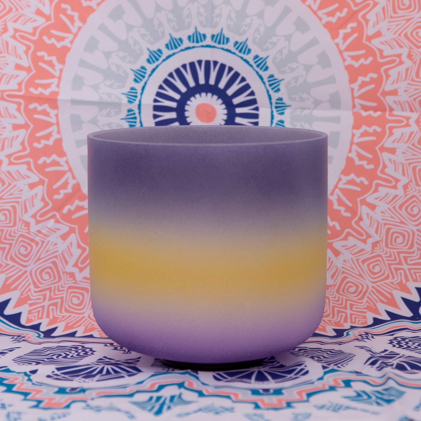 ENERGYSOUND 432Hz Perfect Pitch A 3rd Eye Chakra Rainbow Colored Frosted Quartz Crystal Singing Bowl 8 inch