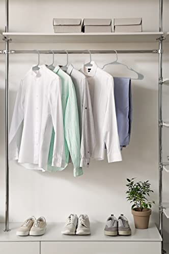 ROYALE 60 Pack Grey Plastic Hangers for Clothes - Heavy Duty Plastic Clothes Hanger Ideal for Everyday Standard Use - Lightweight & Space Saving Notched Plastic Hangers - Slim & Sleek Shoulder Groove