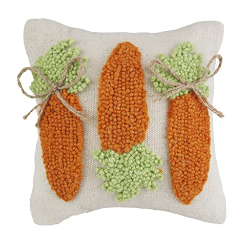 Mud Pie Easter Mini Hook Pillow, 8" x 8", Carrots