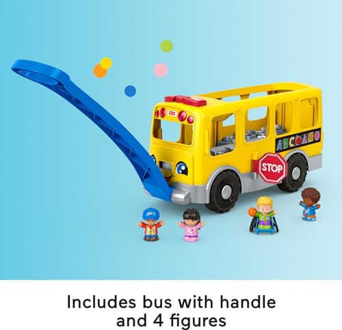 Fisher-Price Little People Toddler Learning Toy Big Yellow School Bus with Lights Sounds & Smart Stages, 4 Figures, Ages 1+ Years