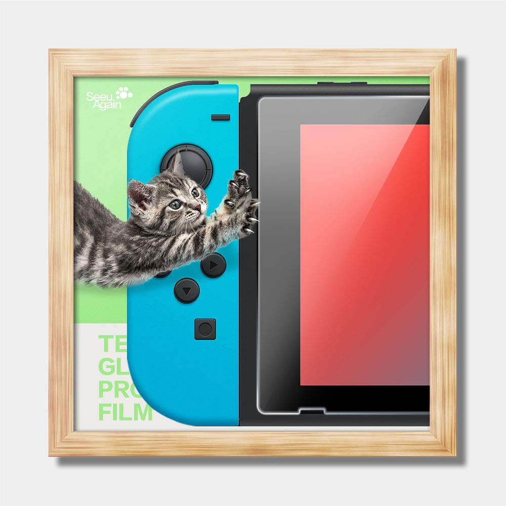 Fit Switch Screen Protector-(3 Pack) SEEU. AGAIN Ultra-thin Anti-Fingerprint Anti-Scratch Clear 9H Hardness Full Coverage Silk Print Tempered Glass Protective Film Compatible Nintendo Switch