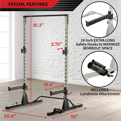 Fitness Reality Multi-Function Adjustable Power Rack Squat Stand with The 1000 Super Max Bench