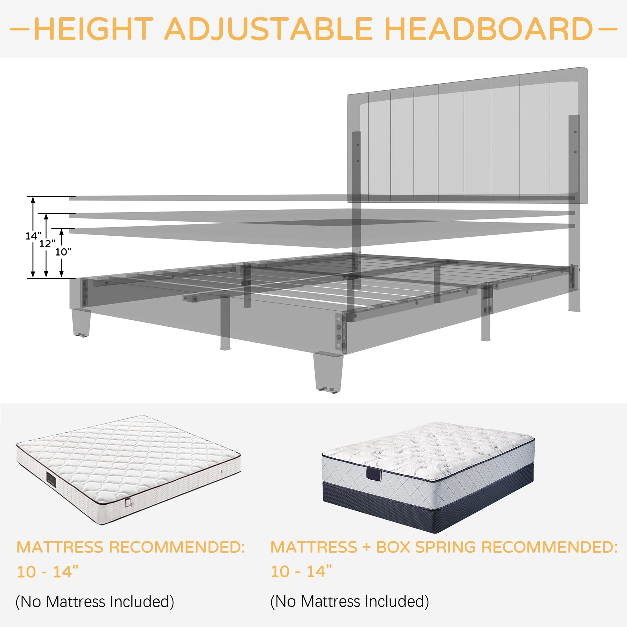 Fangflower Platform Bed Frames,Full Bed Frame with Headboard, Storage Drawers, Strong Wood Slats Support, Noise-Free/No Box Spring Needed/Easy Assembly