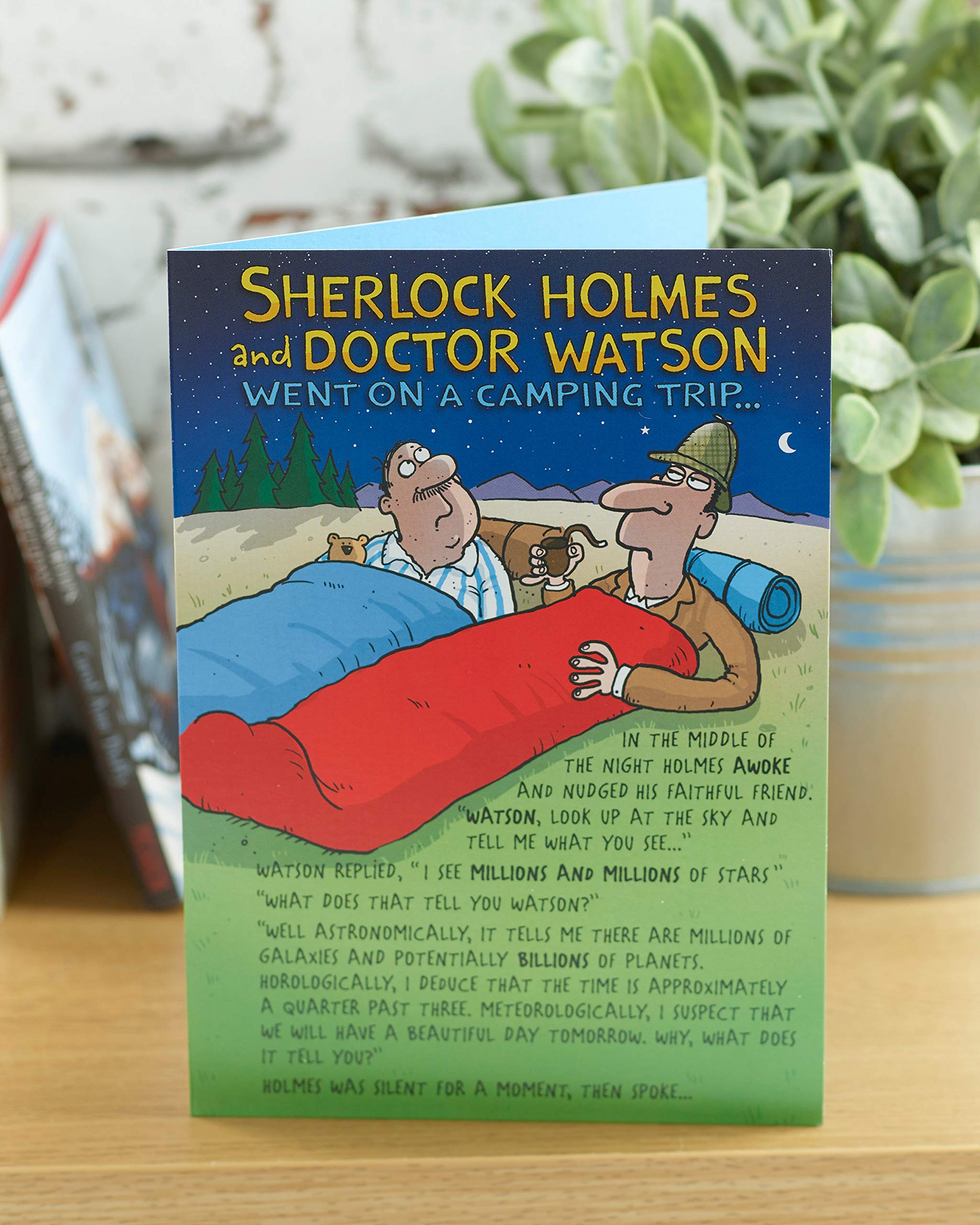 UK Greetings Funny Birthday Card - Birthday Card for Him - Featuring Sherlock Holmes and Dr Watson,green|red|blue