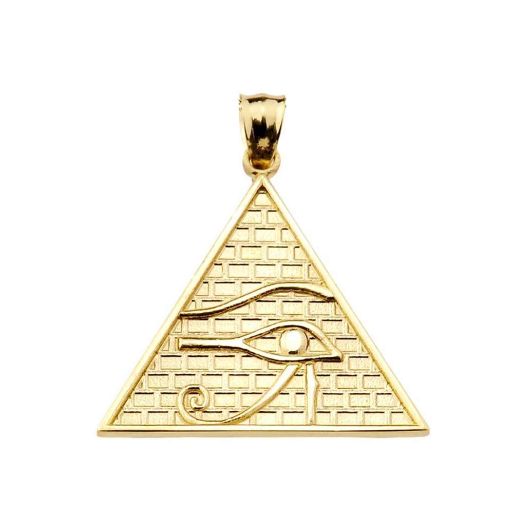 Fine 10k Yellow Gold Eye of Horus Pyramid Charm Pendant