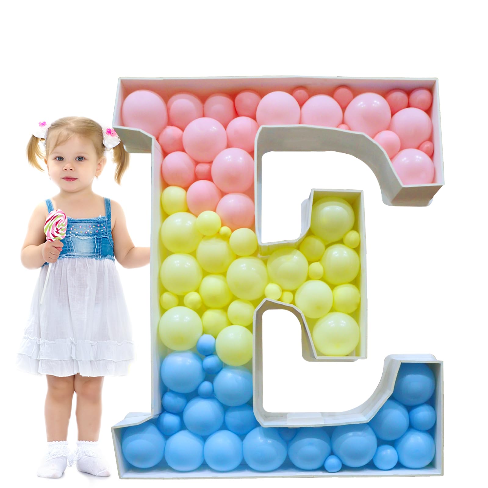 Elnsivo Mosaic Letters for Balloons, 3FT Marquee Letters Balloon Frame, Large Marquee Light Up Letter Pre-Cut Foam Board for Birthday Wedding Party Decoration - Letter E