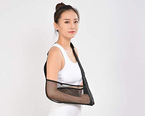 First aid OEM factory Breathable Mesh Arm Sling Medical Shoulder Immobilizer Rotator Cuff Wrist Forearm Support Brace Strap Lightweight Simple Black for Broken&Fractured Arm (free size)