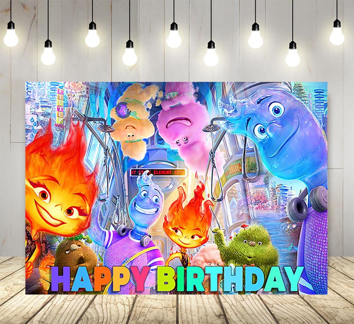 Elemental Backdrop for Birthday Party Supplies 5x3ft Color Elemental Theme Baby Shower Banner for Birthday Party Cake Table Decoration