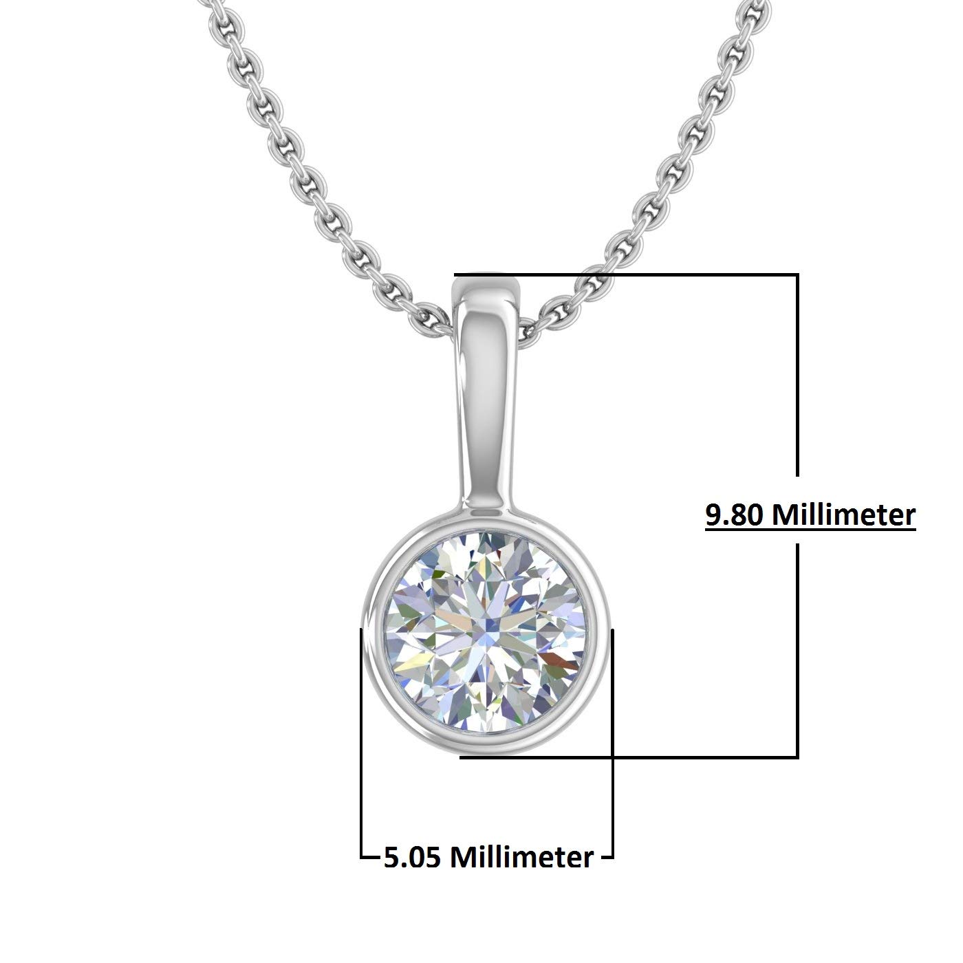 FINEROCK 1/3 Carat Diamond Solitaire Pendant Necklace in 14K White Gold (Included Silver Chain)