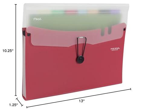Five Star Expanding File with Removable Files, 7-Pocket Expandable File Folder, 13" x 10-1/4", Red (73944)