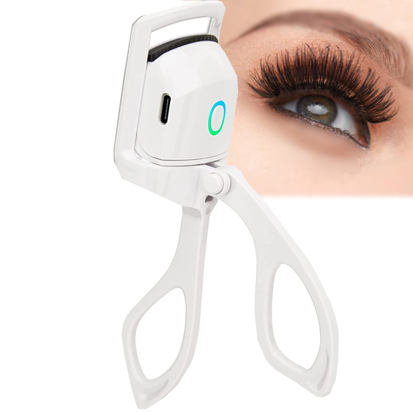 MMSBOG Heated Eyelash Curler, Electric Eyelash curlers 2 Heating Modes USB Rechargeable, Curling Eye Lashes Long Lasting,Ideal Gift for Women (White)