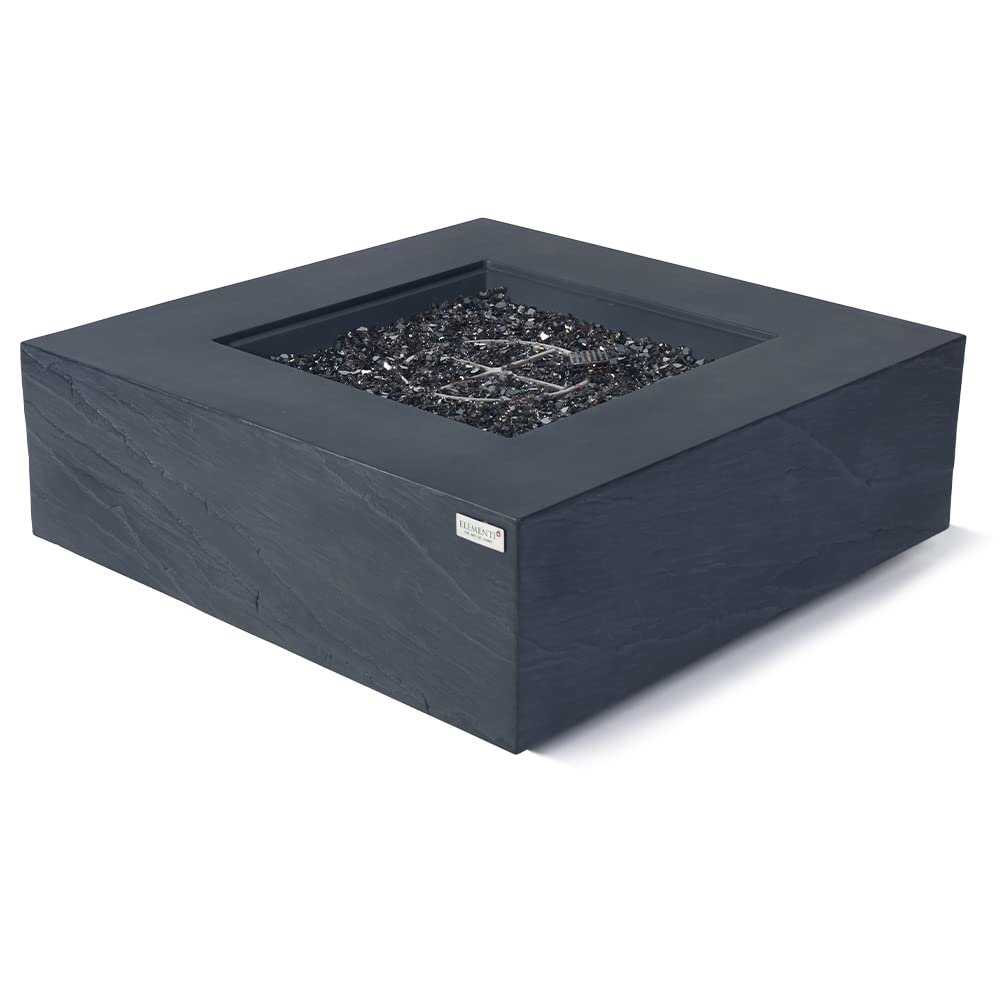 Elementi Plus Roraima Outdoor Table 40 Inches Fire Pit Patio Heater Concrete Firepits Outside Electronic Ignition Backyard Fireplace Cover Fire Glass Included Liquid Propane