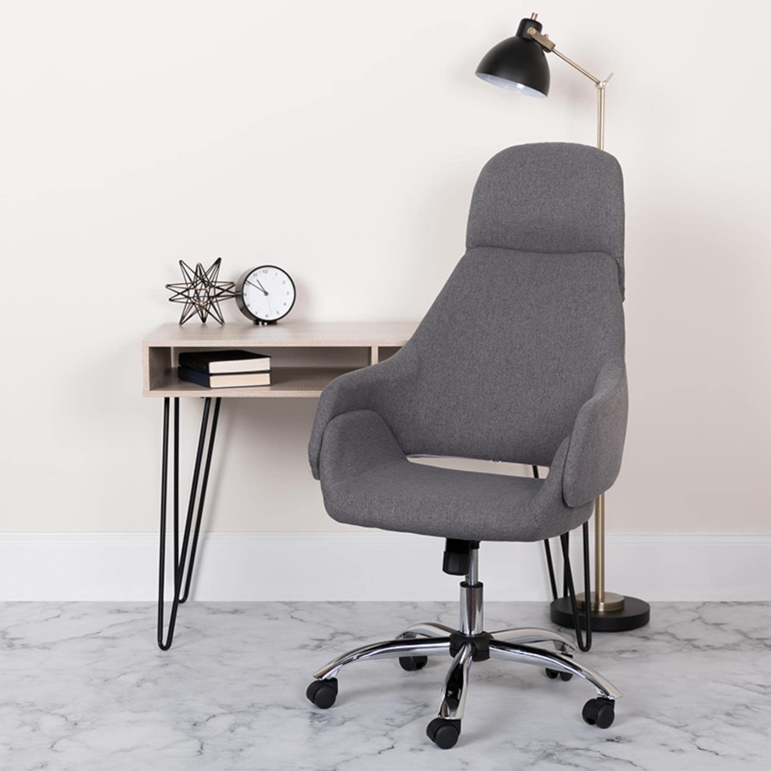 Flash Furniture Marbella Home and Office Upholstered High Back Chair in Dark Gray Fabric