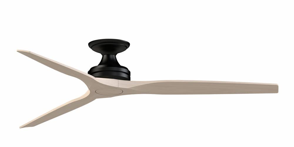 Fanimation Spitfire - 3 Blade Flush Ceiling Fan-21.08 Inches Tall and 64 Inches Wide-Black Finish-White Washed Blade Color