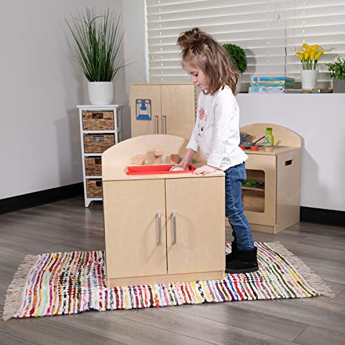 Flash Furniture Hercules Children's Wooden Kitchen Sink for Commercial or Home Use - Safe, Kid Friendly Design, Natural