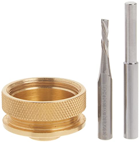 POWERTEC 71333 Router Bits Solid Brass Inlay Kit | for 1/4 Templates for High RPM Routing | Includes 1/8 Carbide Router Bit/Cutter + 1/4 Shank, Universal Bushing, Retainer Nut, Collar, Alignment Pin