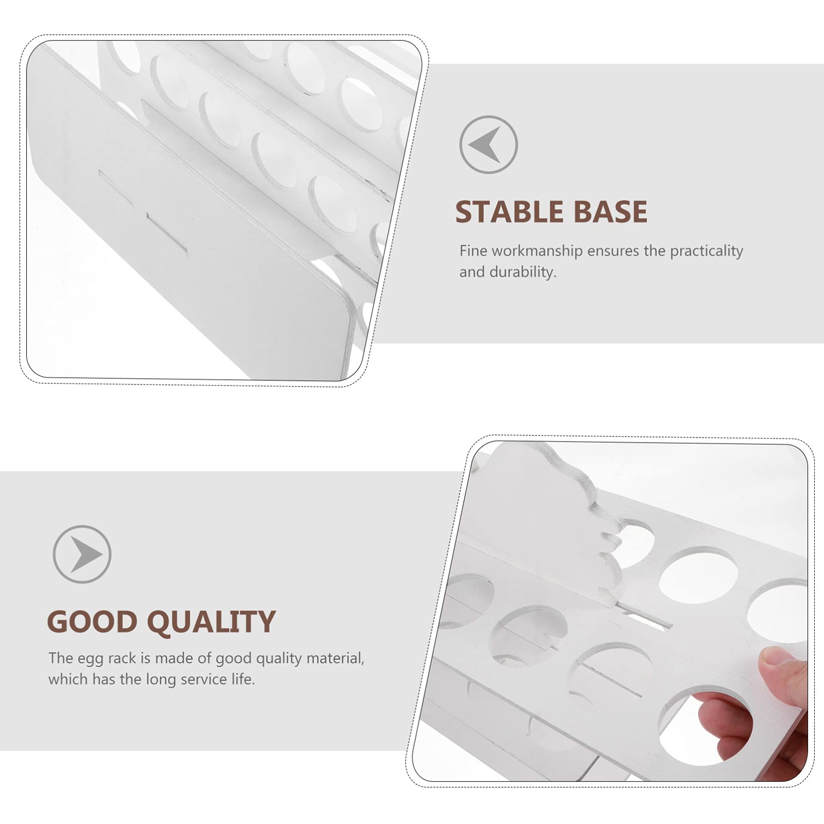 Hemoton 1pc Egg Rack Egg Tray for Refrigerator Wood Egg Tray Countertop Egg Dispenser Egg Dispenser for Refrigerator Decorative Tray Egg Stand Kitchen Supplies White Synthetic Wood Desktop