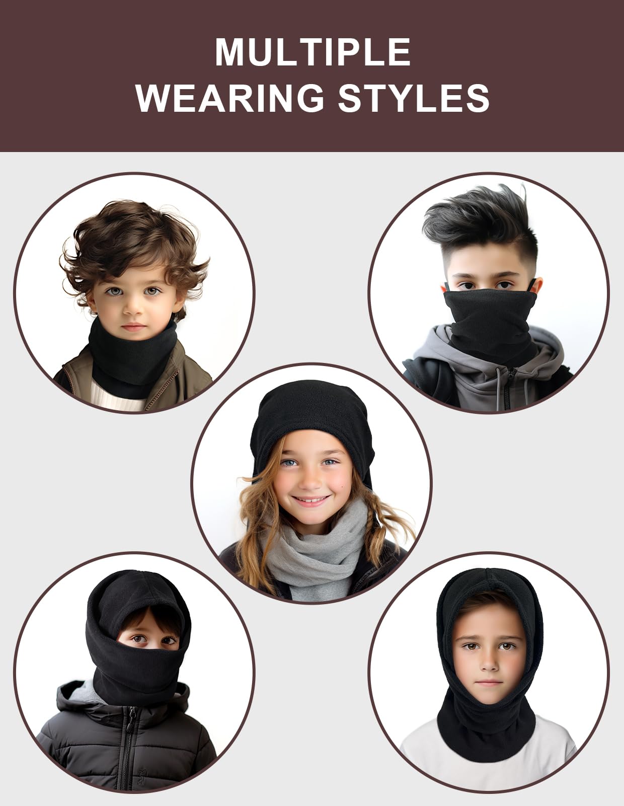 FCY Kids Balaclava Ski Mask, Boys/Girls Washable Fleece Winter Hat with Face Cover for Windproof,Panda