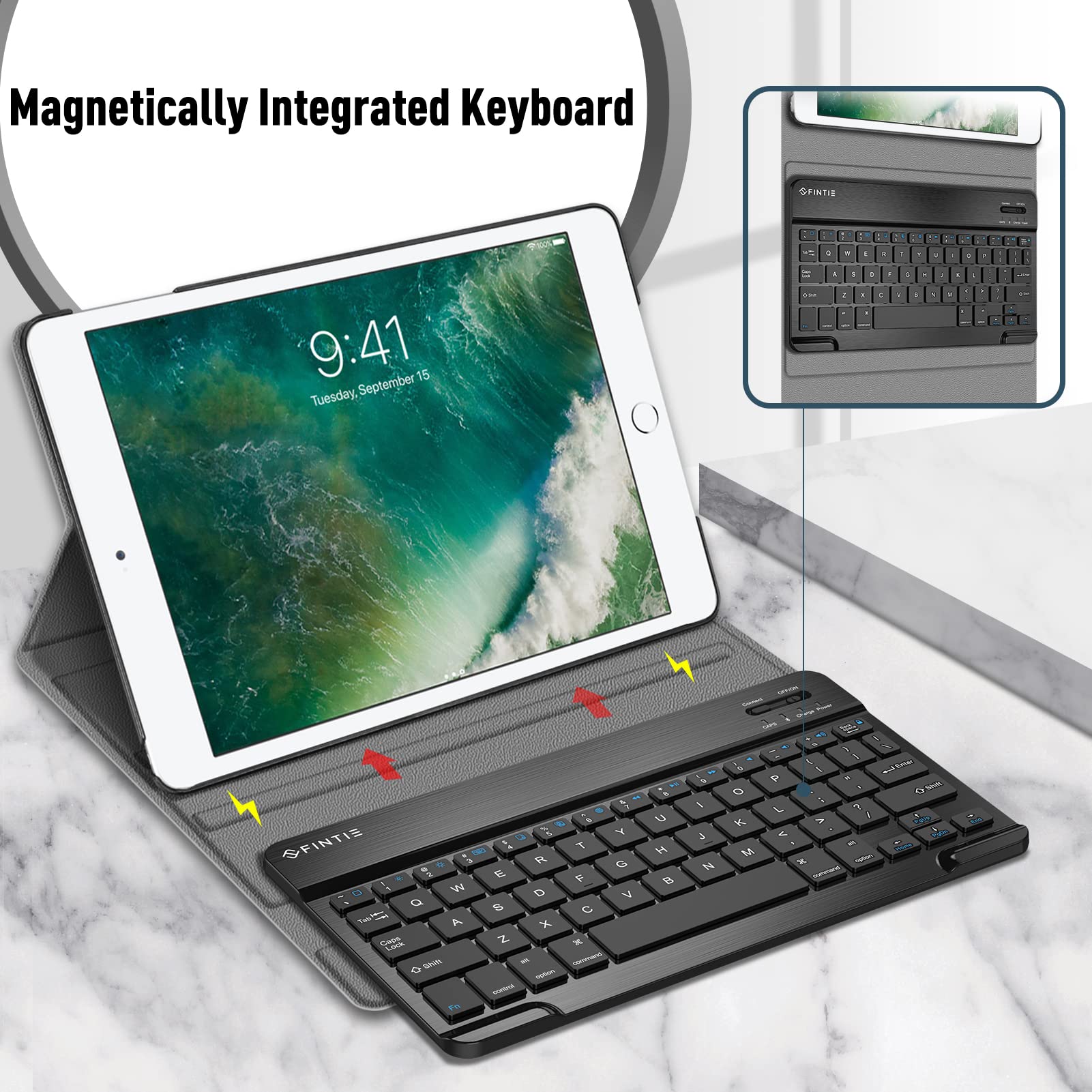Fintie Keyboard Case for iPad 9.7 2018/2017 / iPad Air 2 / iPad Air - Slim Shell Stand Cover w/Magnetically Detachable Wireless Bluetooth Keyboard for iPad 6th / 5th Gen, Navy