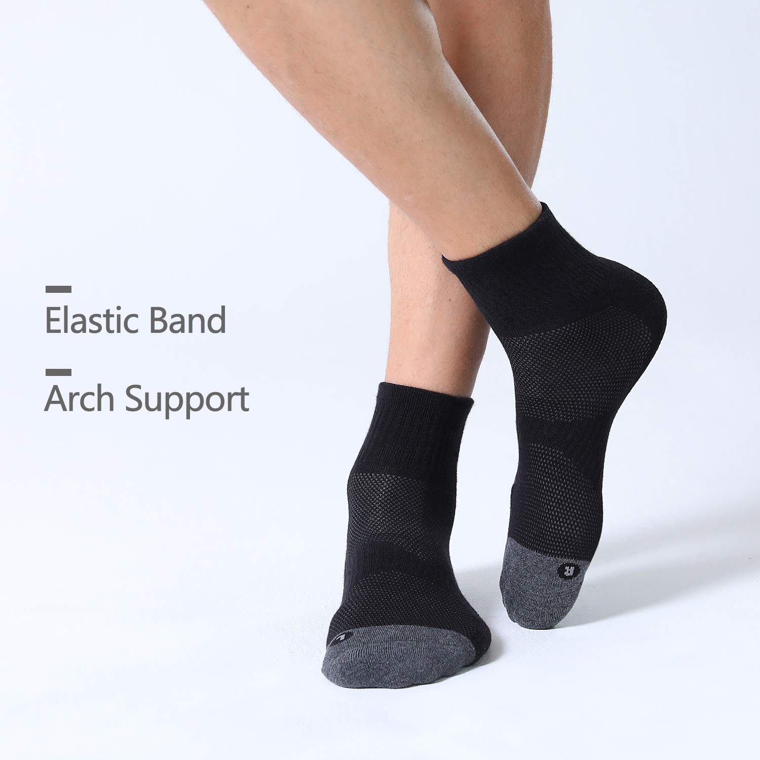 FITRELL 6 Pack Men's Athletic Ankle Socks Cushioned Sports Running Socks, Shoe Size 12-15, Black