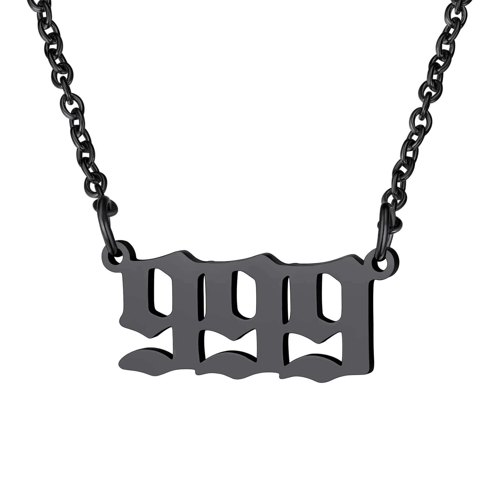 FindChic Dainty Black Angel Number Necklace for Women Men Stainless Steel Numberal 999 Pendant Jewelry Gift for Daughter Mom Wife Girlfriend