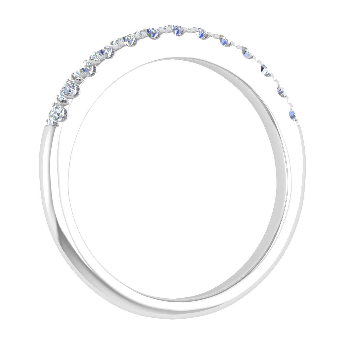 FINEROCK 1/4 Carat Prong Set Diamond Wedding Band Ring in 14K White Gold - IGI Certified (Ring Size 7) (I1-I2 Clarity)