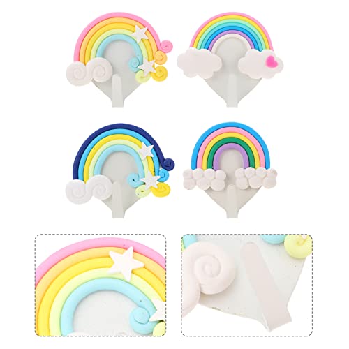 Yardwe Towel Hanger 4Pcs Cute Rainbow Wall Hook Wall- Mounted Clothes Hanging Hooks Drill Free Towel Hooks for Keys Hats Bags Coats Heart Wall Hanger