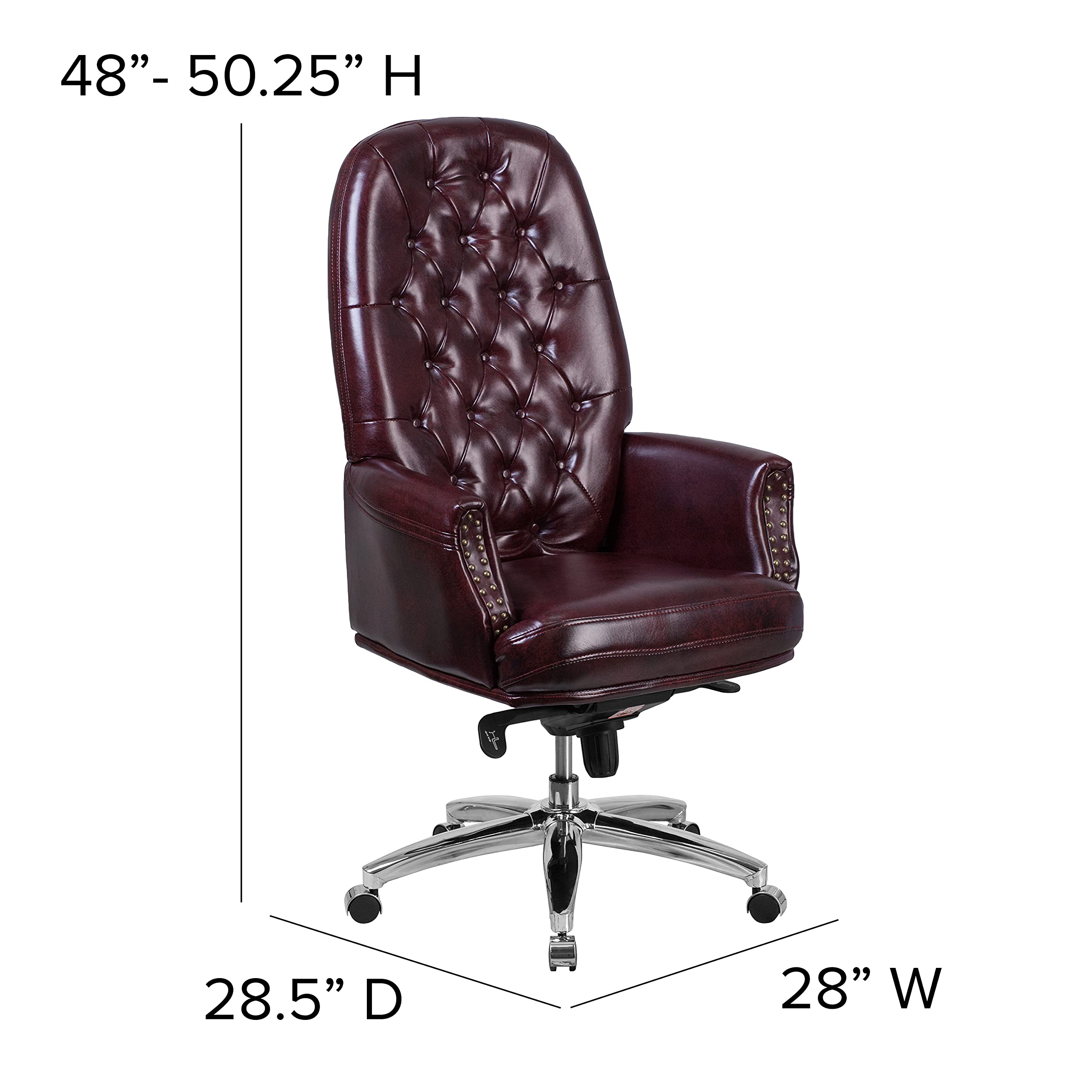 Flash Furniture High Back Traditional Tufted Burgundy LeatherSoft Multifunction Executive Swivel Ergonomic Office Chair with Arms