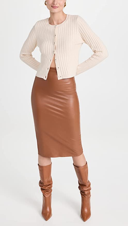Mosh Leather Women's Genuine Lambskin Leather Perfect Knee Length Skirts MS348 (as1, Alpha, x_l, Regular, Regular, Camel)