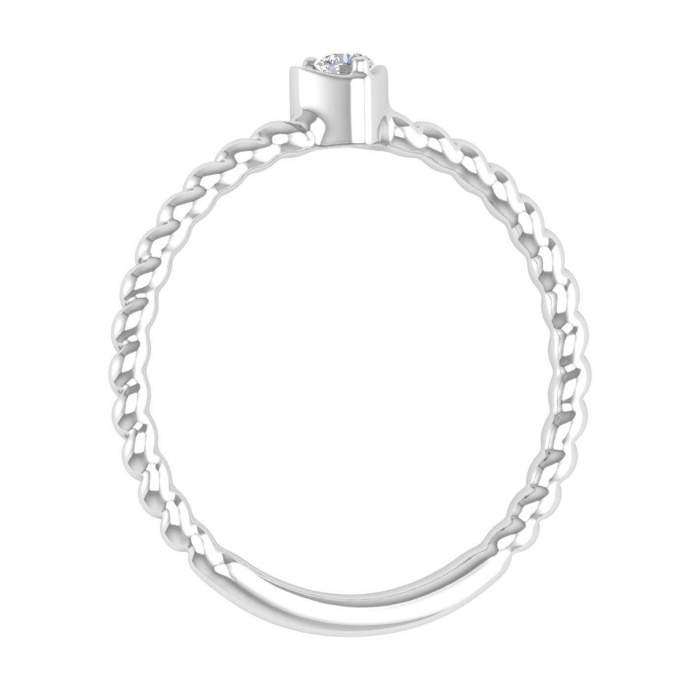 FINEROCK 0.05 cttw Diamond Promise Ring Band in 10K White Gold - IGI Certified (Ring Size 4) (I1-I2 Clarity)