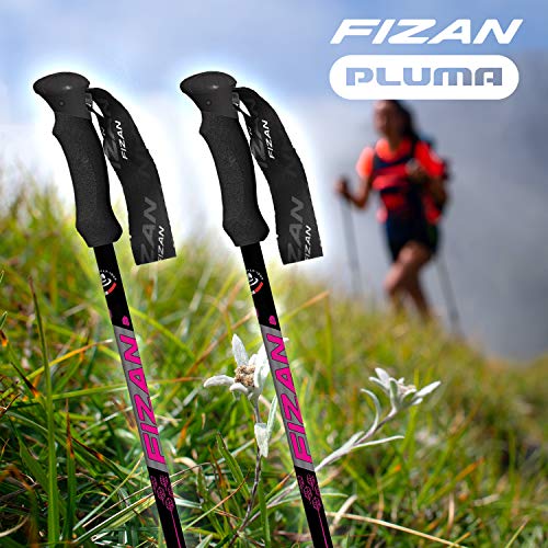 Fizan Compact 3 Trekking Poles – 5.6 oz Ultralight, Backpacking, Thru Hiking Poles, Adjustable, Collapsible, Customized Fit, EVA Grips, Aluminum Walking Sticks (Compact 3 / EVA/Pink)