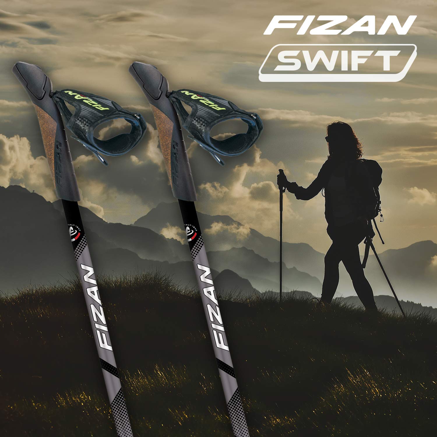 Fizan Model Speed, Swift Ultralight Adjustable Aluminium Nordic Walking Poles, Blue, Adult Unisex, One Size (Blue)