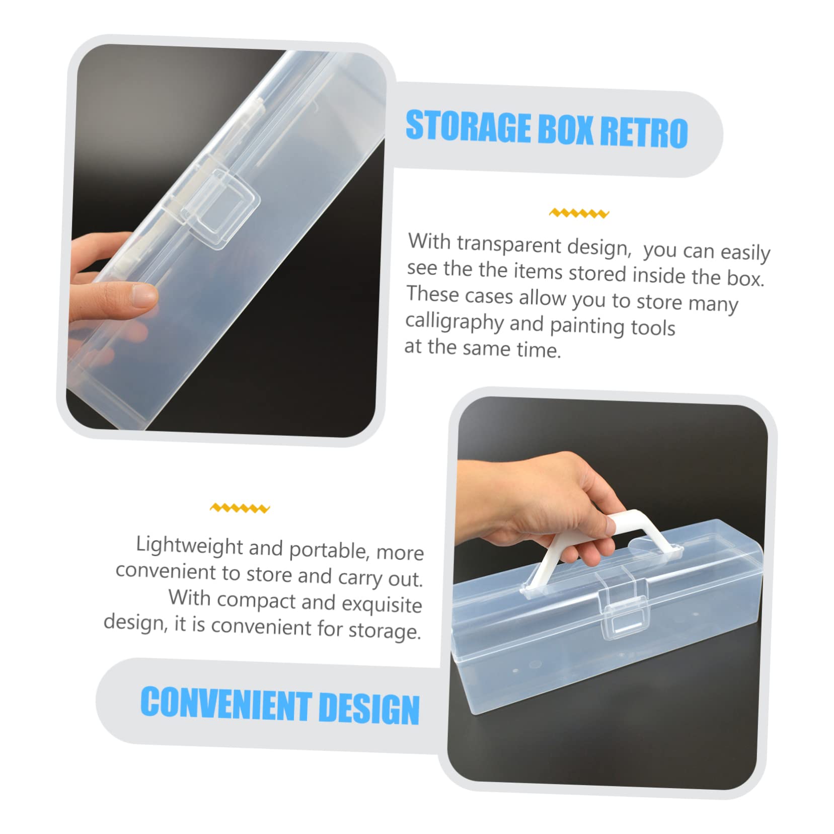 SHINEOFI 4 Pcs Calligraphy Tool Box Clear Pencil Case Large Clear Storage Bins Containers with Lids Sundries Storage Case Painting Tools Storage Case Storage Cases Toolbox Plastic