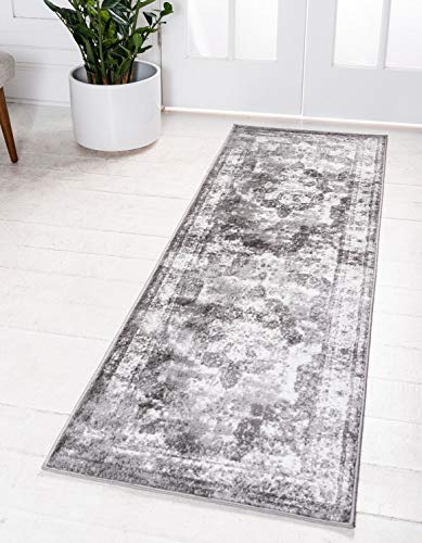 Unique Loom Sofia Collection Area Rug - Salle Garnier (3' 3" x 19' 8" Runner, Gray/ Ivory)