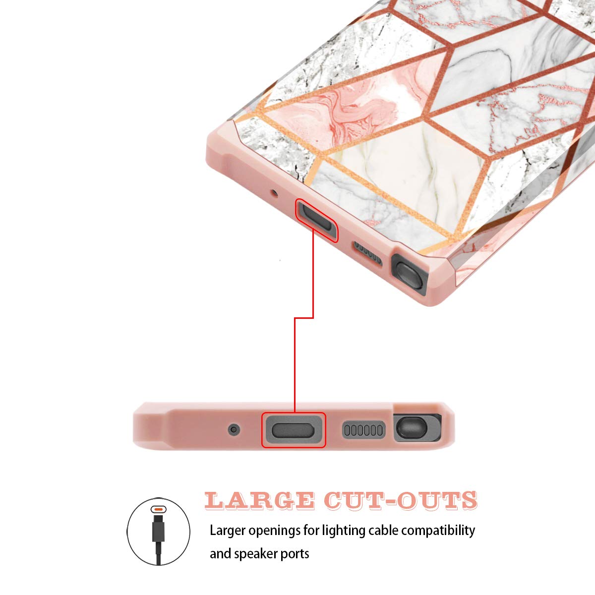 Fingic Galaxy Note 20 Ultra Case, Samsung Note 20 Ultra Case Rose Gold Marble Design Shiny Glitter Bumper Hybrid Hard PC Soft Rubber Silicone Cover Anti-Scratch Shockproof Protective Case 6.9" 2020