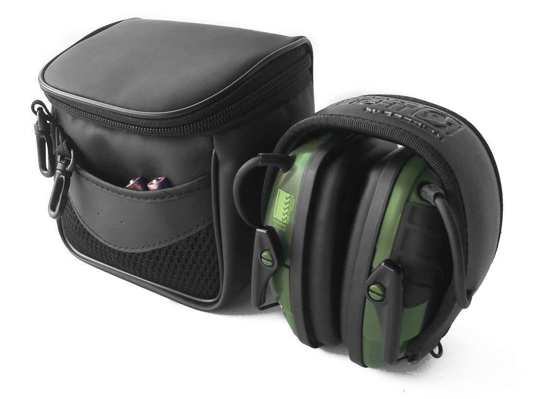 FitSand Soft Bag Compatible for Howard Leight Impact Sport OD Electric Earmuff, Includes Accessories - Safety Ear Muffs Bag Case
