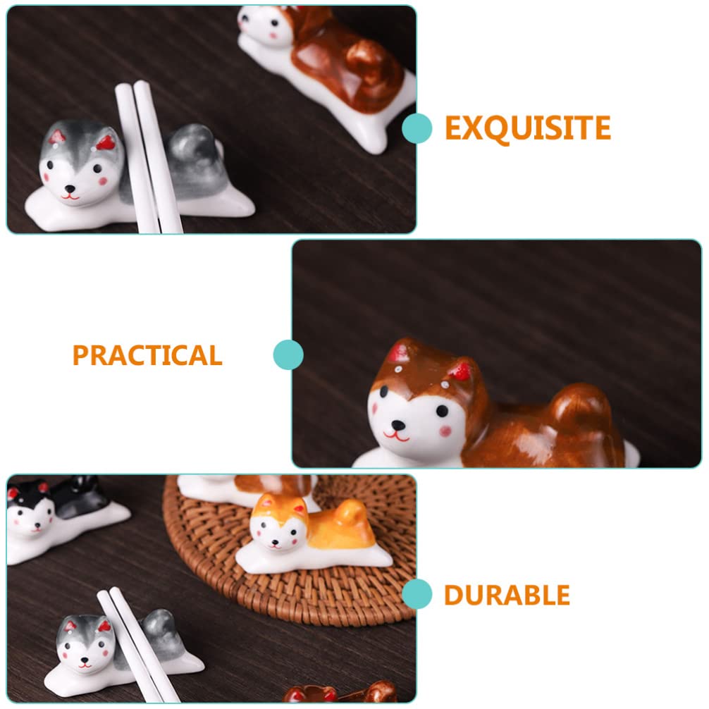 Hemoton 4pcs Shiba Inu Chopstick Rest Rest Chopsticks Spoon and Chopstick Rest Ceramic Dog Korean Chopstick Rest Vintage Spoon Rest Spoon Holder Silverware Ceramics Old Fashioned