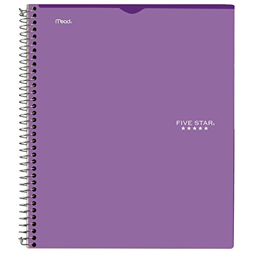 Five Star Interactive Notetaking Spiral Notebooks, 3 Pack, 1 Subject, College Ruled Paper, 11" x 8-1/2", 100 Sheets, Customizable Cover, Black, Green, Purple (820041-ECM)