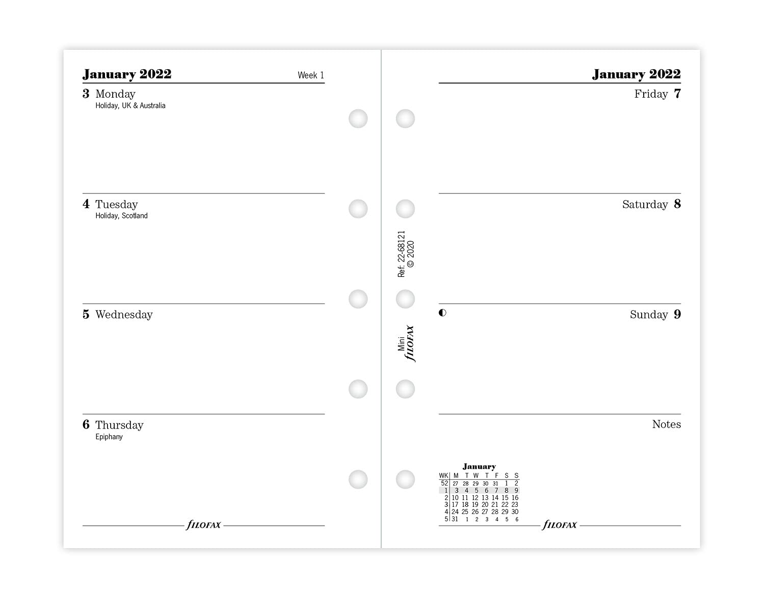 Filofax Mini Week on Two Pages English 2022 Diary