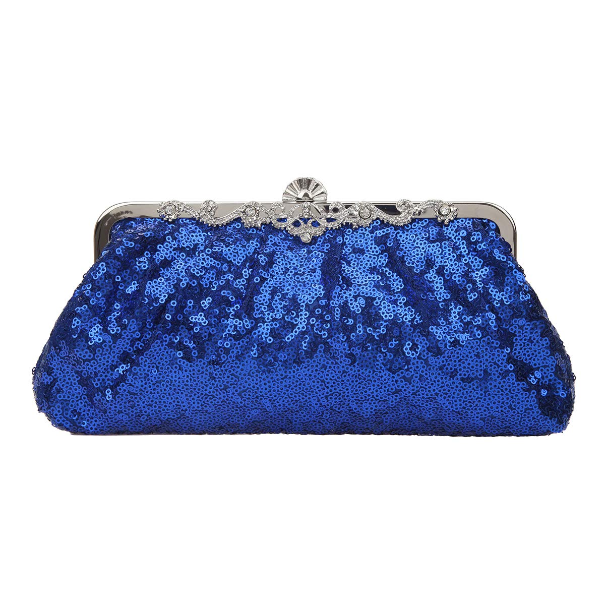 Fawziya Satin Clutch Pleated Dressy Handbags For Evening-Blue