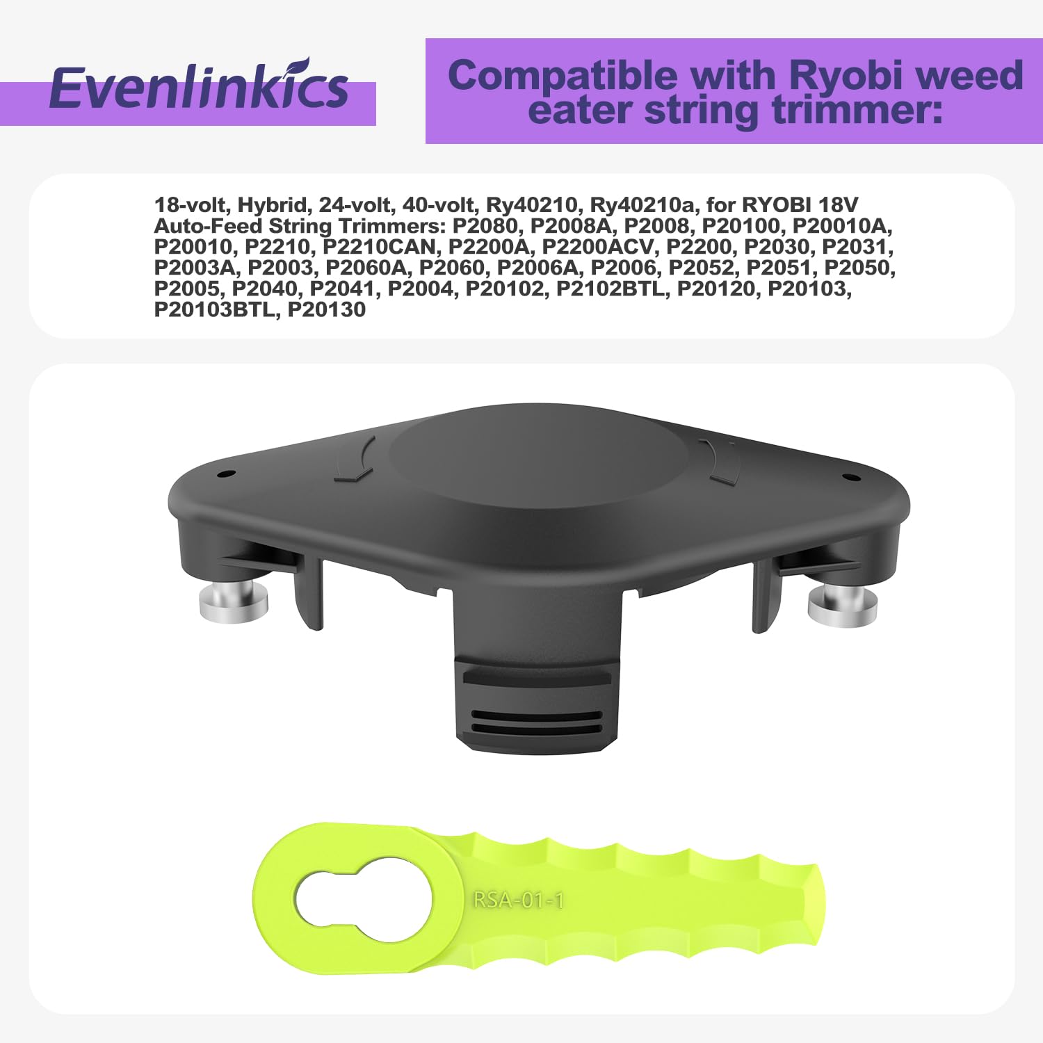 Evenlinkics Weed Eater Bladed Head,Compatible with Ryobi 18-Volt, 24-Volt, and 40-Volt Strimmers,Can Replace Ryobi ACFHRL2 Polycarbonate Bladed Trimmer Head.(1 Trimmer Head+10 Replacement Blades)